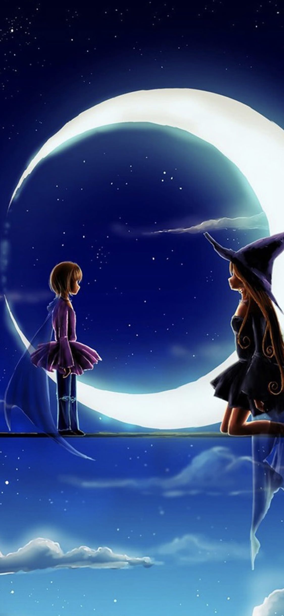 Chara blue moon illustrations | wallpaper.sc iPhoneXS