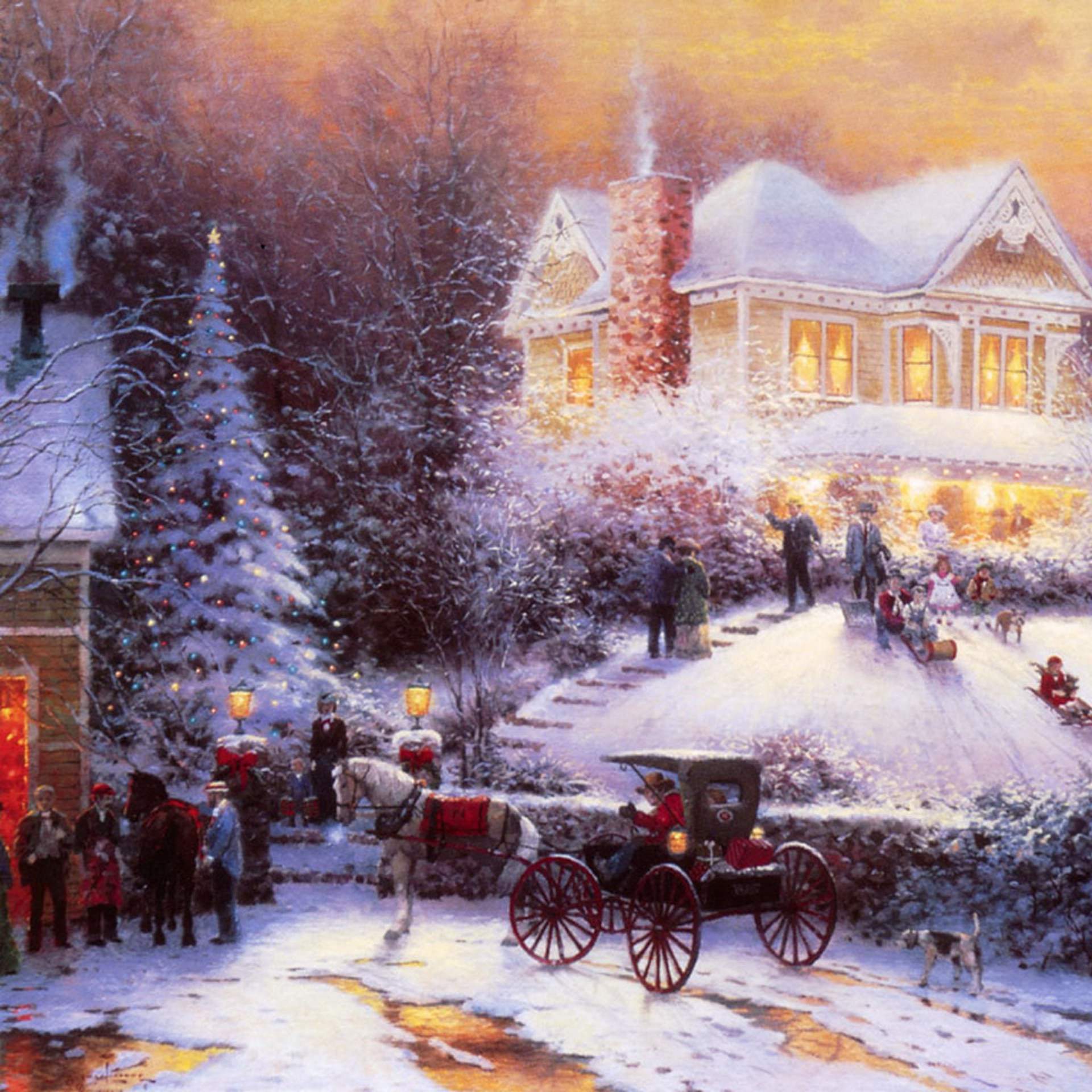 pemandangan salju Natal | wallpaper.sc Android